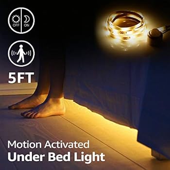 Amazon.com: LED Motion Activated Bed Light Kit, 5ft Flexible Strip ...