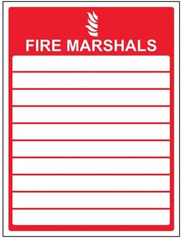 VSafety Fire Marshals Sign – Portrait – 300mm x 400mm – Self Adhesive ...