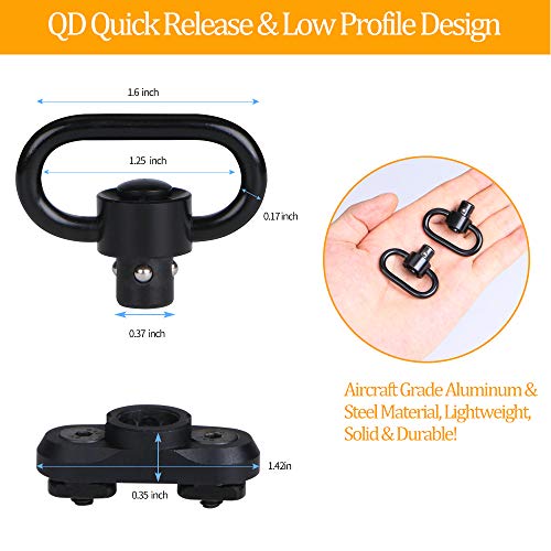 Mlok QD Sling Mount Sling Swivel, GoldCam 2 Pack Quick Detach 1.25 ...