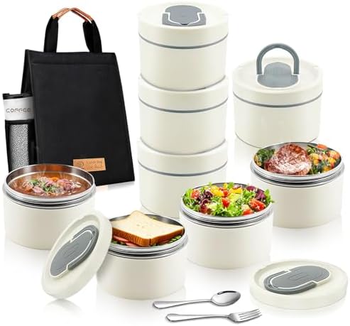 Adando Stainless Steel Lunch Box: 4 * 550ml Microwave-Safe Round Bento ...
