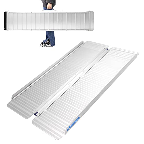 Ruedamann 5'L×28.7" W Aluminum Folding Threshold Ramp,Holds up to 600 lbs,Wheelchair Ramps,for ...