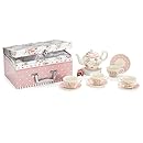 Amazon.com: Child's Tea Set Porcelain Dainty Pink Roses, Polka Dot ...