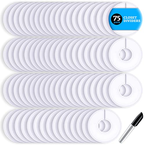 75 Closet Dividers for Hanging Clothes- White Closet Divider Set of 75 ...