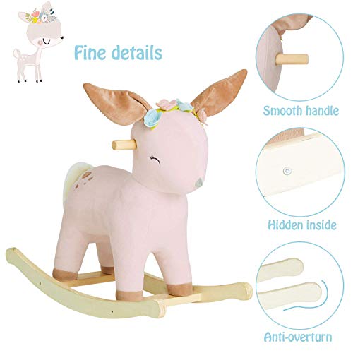 labebe Child Rocking Horse Toy, Stuffed Animal Rocker Toy, Wooden ...