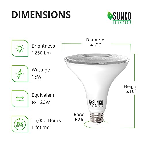 Sunco Lighting LED PAR38 Outdoor Floodlight Bulbs, Dusk to Dawn ...