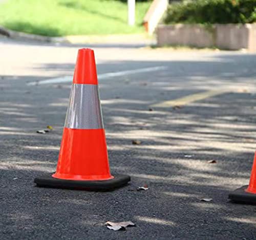(5 Cones) BESEA 18" inch Orange PVC Cones Traffic Safety Cones Black ...