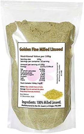 Golden Milled Linseed 1 Kg - Flaxseed Fine Mill - High in Fibre, Rich ...