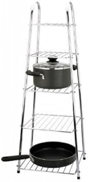 5 TIER CHROME SAUCEPAN POT FRYING PAN STAND KITCHEN: Amazon.co.uk ...