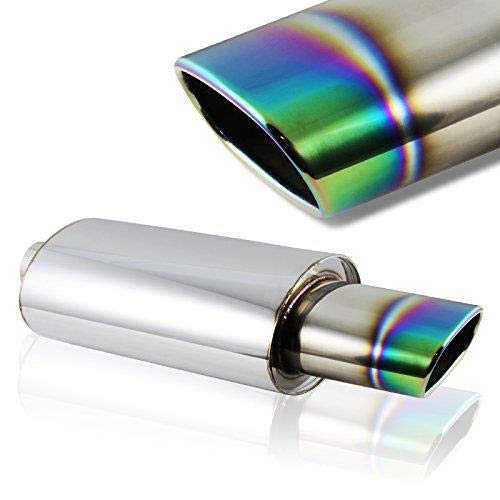 S SIZVER Weld-On Muffler Series 5.5" Oval Rainbow Burnt Tip Stainless T ...