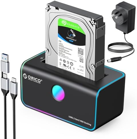 ORICO RGB Hard Drive Docking Station USB 3.2 Gen 2 to SATA 3.0 Dock ...