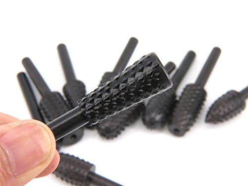HDDU 10pcs/Set Twist Drill Bit Wood Carving File Rasp Drill Bits 1/4 ...
