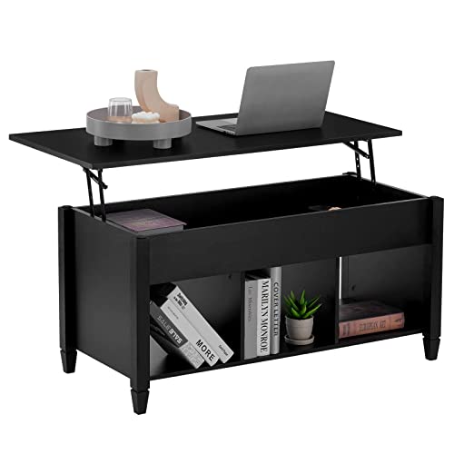 VINGLI Lift Top Coffee Table, Lift Up Coffee Table with Storage Shelf ...