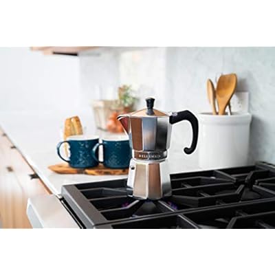 Bellemain Stovetop Espresso Maker Moka Pot (Silver, 6 Cup) - Bellemain
