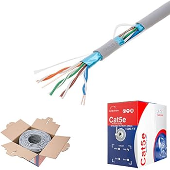 Amazon.com: 1000ft Cat5e Grey Solid 24AWG Cable FTP Cat5 Bulk Network Wire (Shielded (FTP), Gray ...