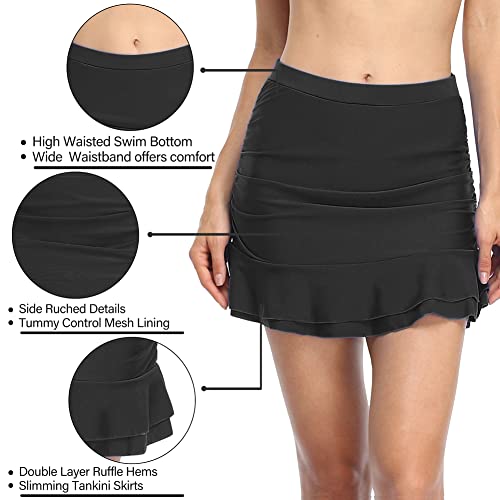 Hilor Women's Tankini Bathing Suits Tummy Control Swimwear Ruffled ...