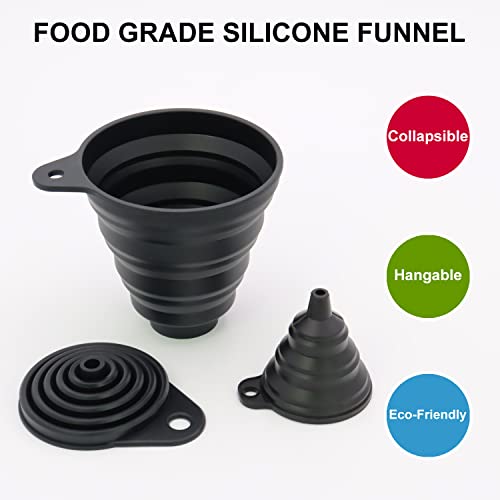 3 Sizes of Kitchen Funnel Set, Food Grade Funnels for Filling Bottles, Premium Silicone ...