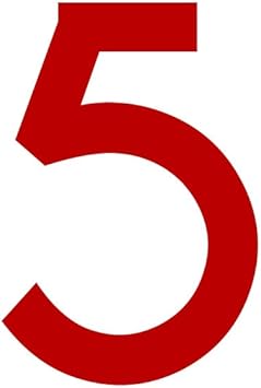 Zahlenaufkleber Nummer 5, rot, 10cm (100mm) hoch, Aufkleber mit Zahlen ...