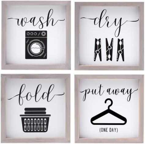 Athena's Elements Farmhouse Laundry Room Decor, Wash, Dry, Fold, Put ...