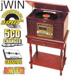 Amazon.com: Jwin (Jk-799) Retro Looking Cherry Wood Stereo with 5 Disk ...