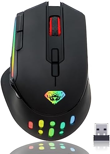 VEGCOO Wireless Gaming Mouse, Rechargeable RGB Optical Gamer Mice with ...