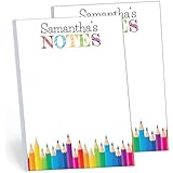 Amazon.com : Colored Lines Set of 2 Personalized Teacher/School Memo ...