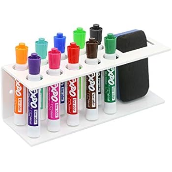 Amazon.com : 10-Slot Wall Mounted White Acrylic Dry Erase Marker Holder ...