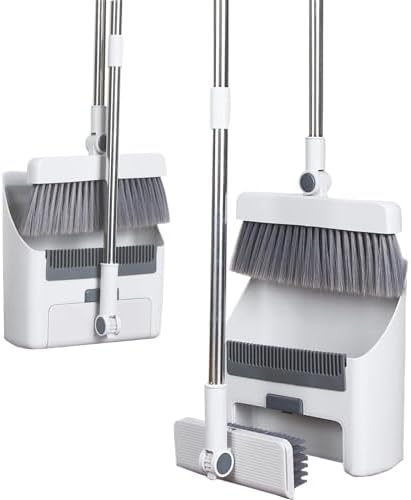 Broom with Dustpan Combo Set, Broom and Dust Pan Set for Home, Kitchen Broom for Sweeping Indoor ...