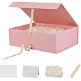 Amazon.com: BoxSkivra Large Pink Gift Box with Ribbon 1 Pack 16.5X13X5 ...