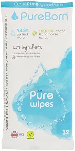 Pureborn Organic/Natural Cotton Pure Baby Water Wipes With Chamomile ...