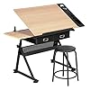 Yaheetech Height Adjustable Drafting Table Drawing Table Artist Desk ...