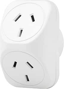 Double Power Adaptor Triangular Standard White 10A 240V 2 Outlets SAA ...