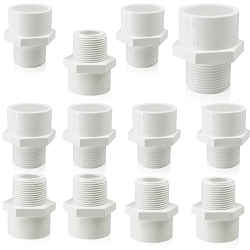 12pcs 1/2 Inch PVC Male Adapter Pipe Fittings (Socket x Male Pipe ...