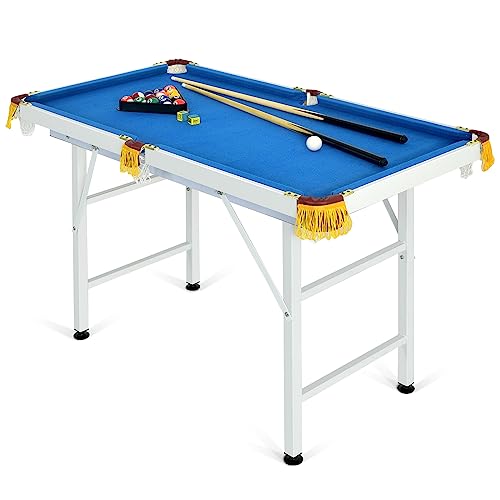 GYMAX Pool Table, 48’’ Foldable Billiard Tables with Balls, 2 Cue ...