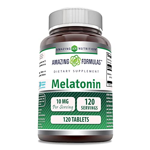 Amazing Formulas Melatonin 10mg 120 Tablets Supplement | Non GMO ...