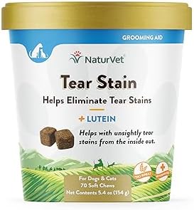 NaturVet, Tear Stain for Dogs & Cats, Plus Lutein, 70 Soft Chews, 5.4oz ...