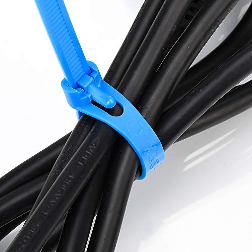 Releasable Zip Ties, Reusable Nylon Cable Ties 8 inch, Adjustable Wire Ties for Office Home ...