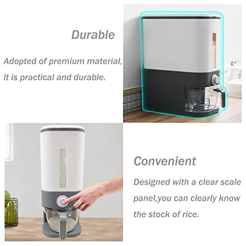 Rice Dispenser, Grain Dispenser Container 22 Lbs with Measuring Cup ...