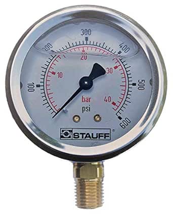 Stauff SPG Series 2.5 Face Pressure Gauge, 2.5 Face, 0-600psi Pressure ...