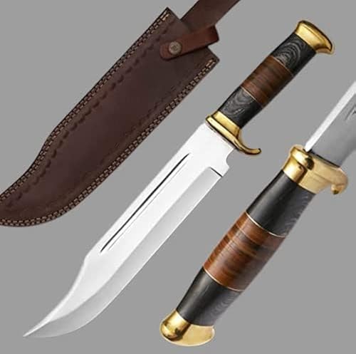 WARIVO KNIFE D2 18 Inches Large Crocodile Dundee Bowie Knife with Leather Sheath Fixed Blade ...