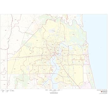 Amazon.com : Hillsborough County, Florida Zip Codes - 48" x 36 ...