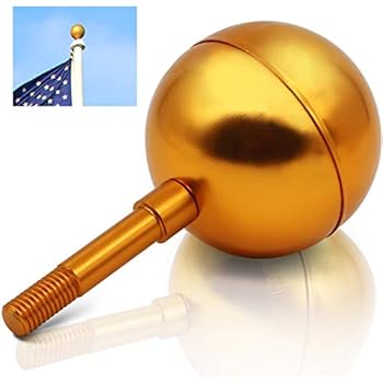 Amazon.com : Gold Ball Flag Pole Topper Finial Replacement for Spinning ...
