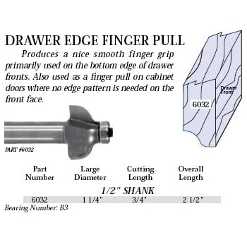 Whiteside Router Bits 6032 Drawer Edge Finger Pull Bit with 1-1/4-Inch ...