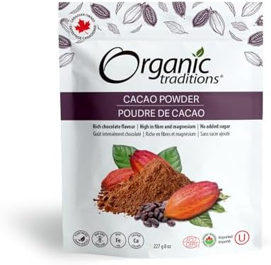 Organic Traditions Cacao Powder | 227 g | Rich Chocolate Flavor | High ...