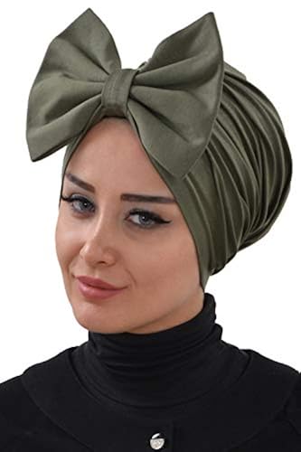 Aisha's Design Instant Turban with Bow for Women, 95% Cotton Head Wrap ...