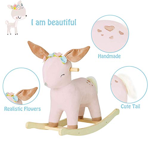 labebe Child Rocking Horse Toy, Stuffed Animal Rocker Toy, Wooden ...