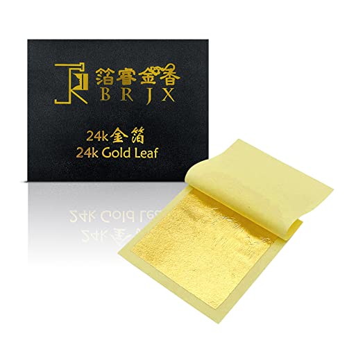 Edible Gold Leaf Sheets 24K, JRBRJX Gold Foil Sheets Gold Leaf Edible ...