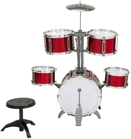 7 Piece Beginner Plastic Red Drum Kit: Amazon.co.uk: Toys & Games