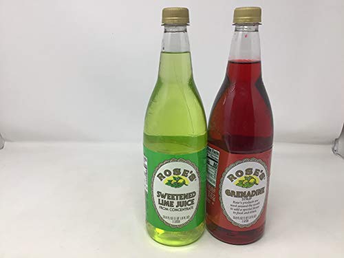 Rose’s Sweetened Lime Juice, Grenadine 1 Liter (33.8 Fluid Ounces ...