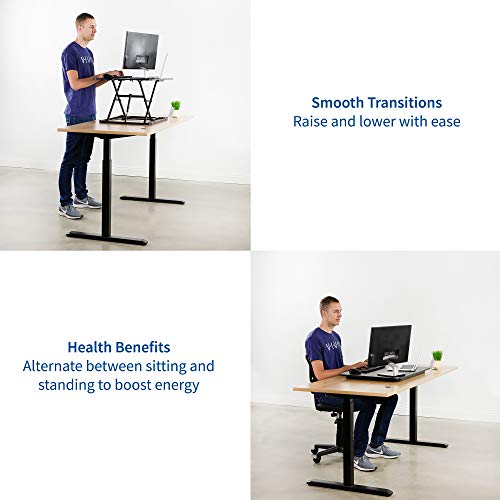 VIVO Black Ultra-Slim Single Top Height Adjustable 31 inch Standing ...