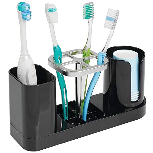 mDesign Plastic Bathroom Vanity Countertop Dental Storage Organizer ...